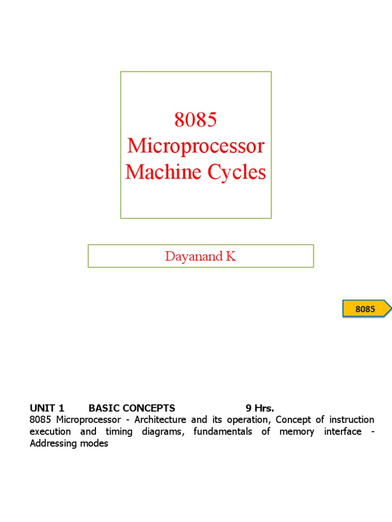 8085 Microprocessor Machine Cycles: Dayanand K | Download Free PDF | Input/Output | Central ...