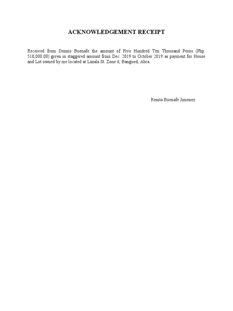 Acknowledgement Receipt | PDF