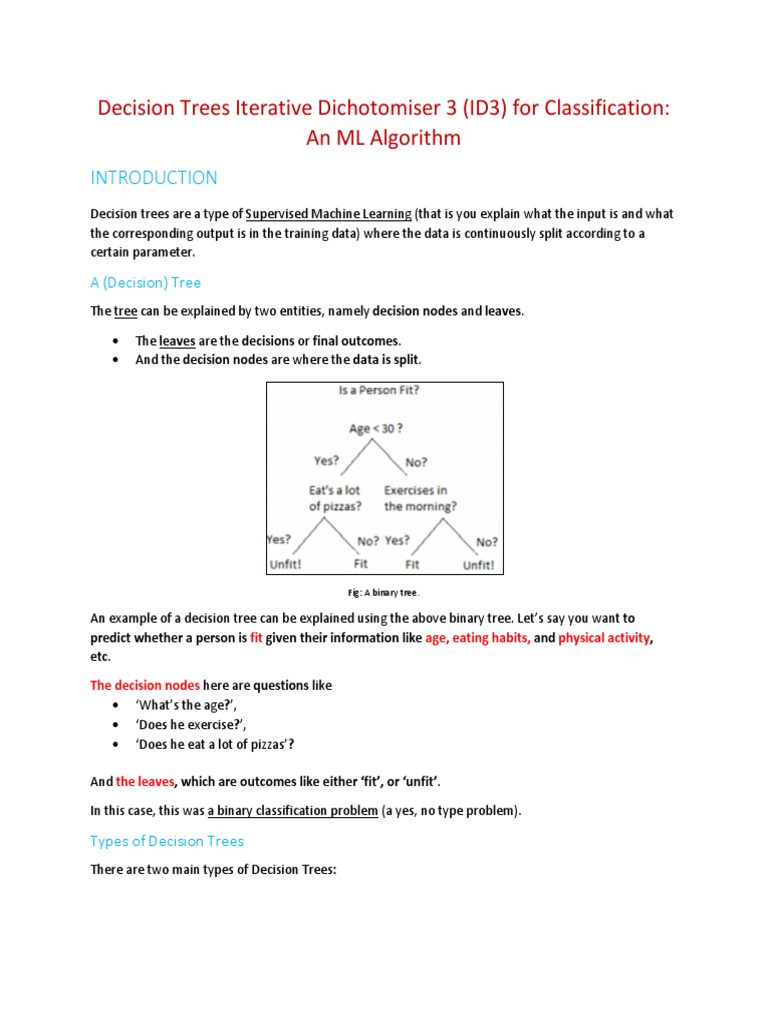 Decision Trees Iterative Dichotomiser 3 (ID3) For Classification: An ML ...