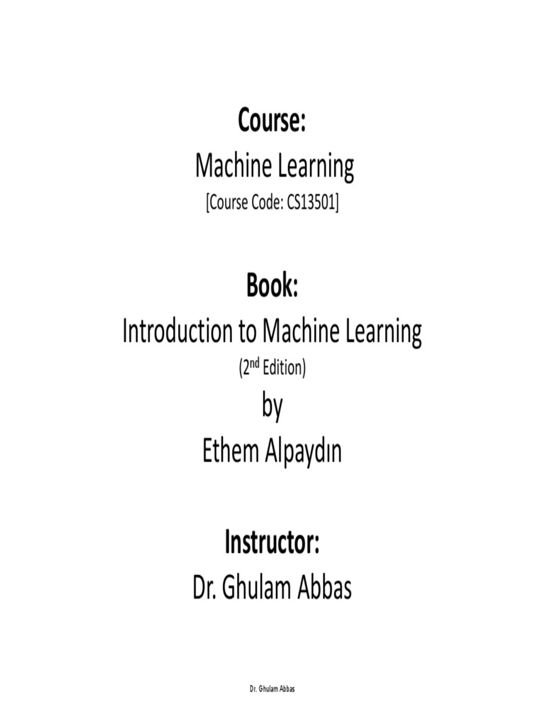 Machine Learning: Course | PDF | Machine Learning | Statistical ...