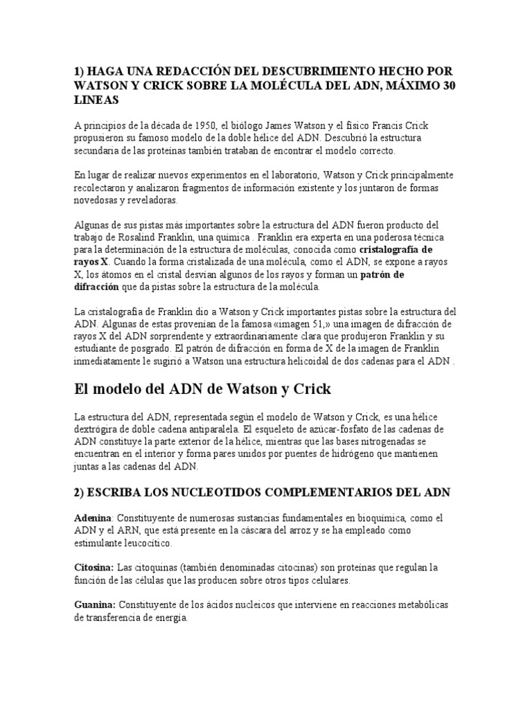 El Modelo Del ADN de Watson y Crick | PDF | Francis Crick | Adn