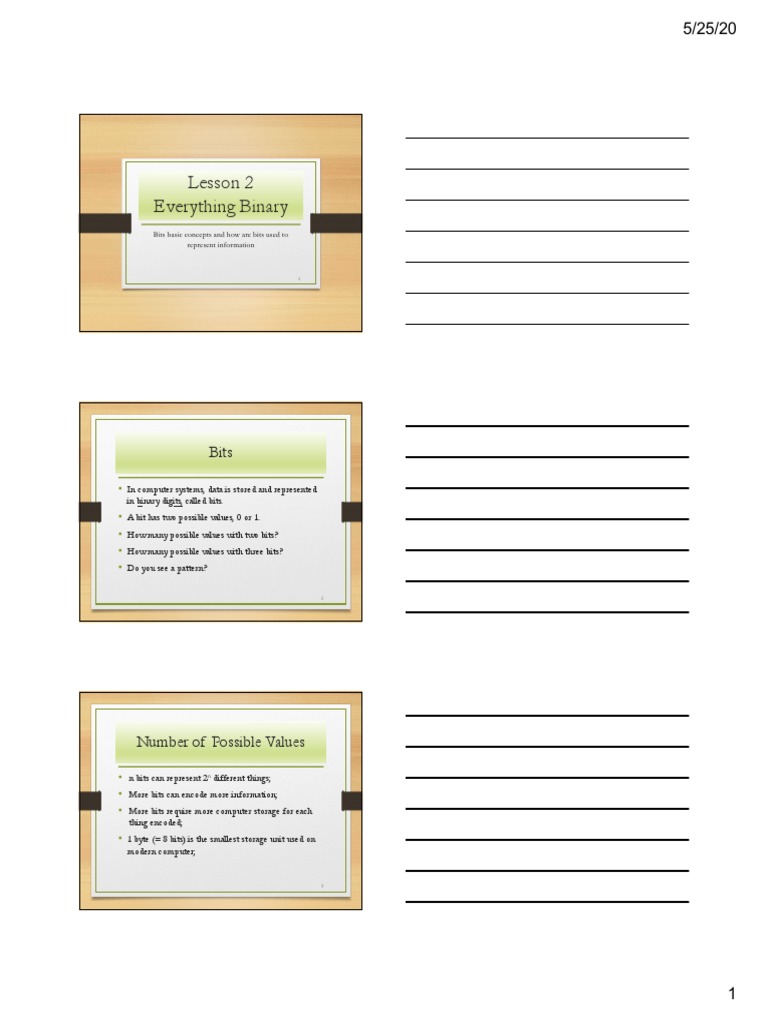 Lesson 2 Everything Binary: Bits Basic Concepts and How Are Bits Used ...
