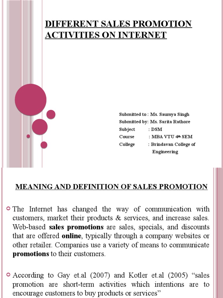Different Sales Promotion Activities On Internet | PDF | Advertising ...