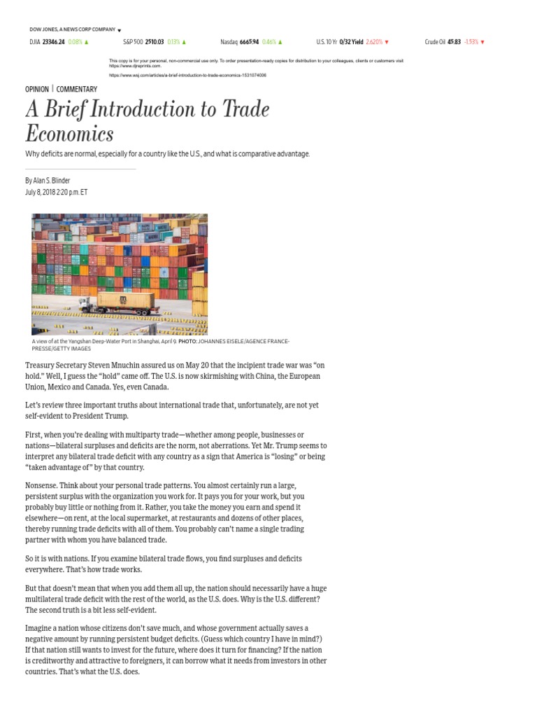 A Brief Introduction To Trade | PDF | Balance Of Trade | Government ...