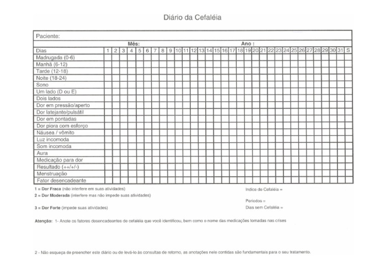 Diario Da Cefaleia | PDF