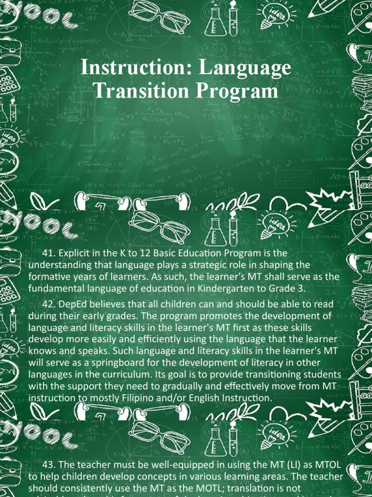 Instruction: Language Transition Program | PDF | Fluency | Literacy