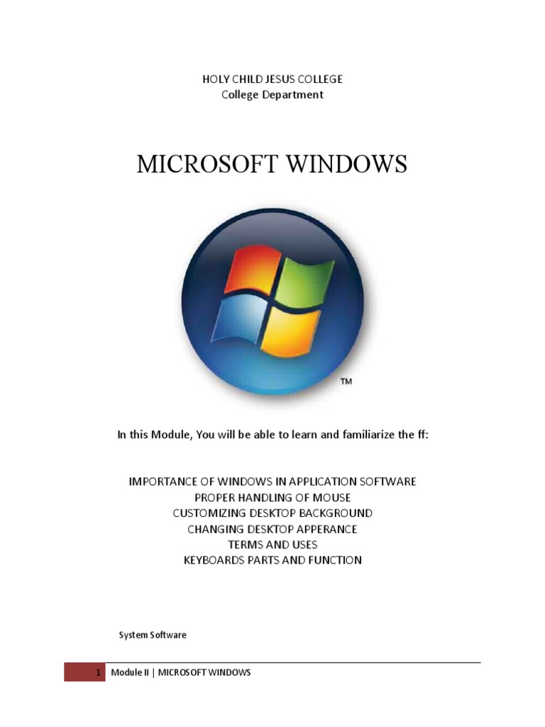 Microsoft Windows: System Software | PDF | Computer Keyboard | Personal ...