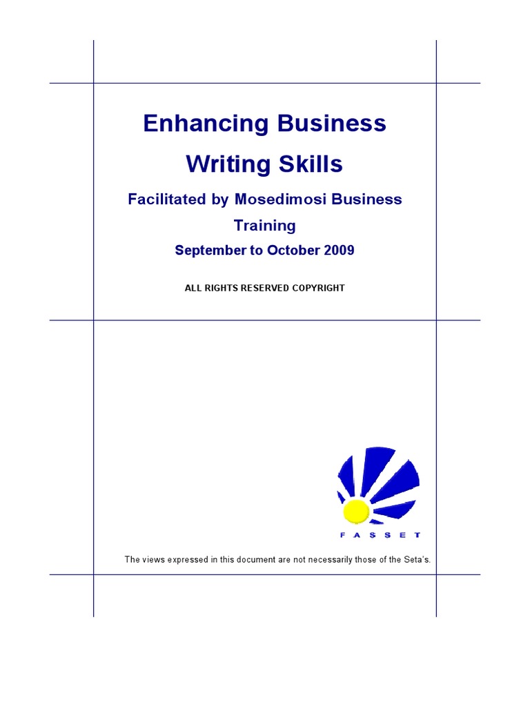 Enhancing Business Writing Skills Handbook Aug 2009 V5 | PDF ...