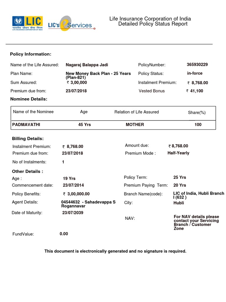 Lic Policy Report Pdf