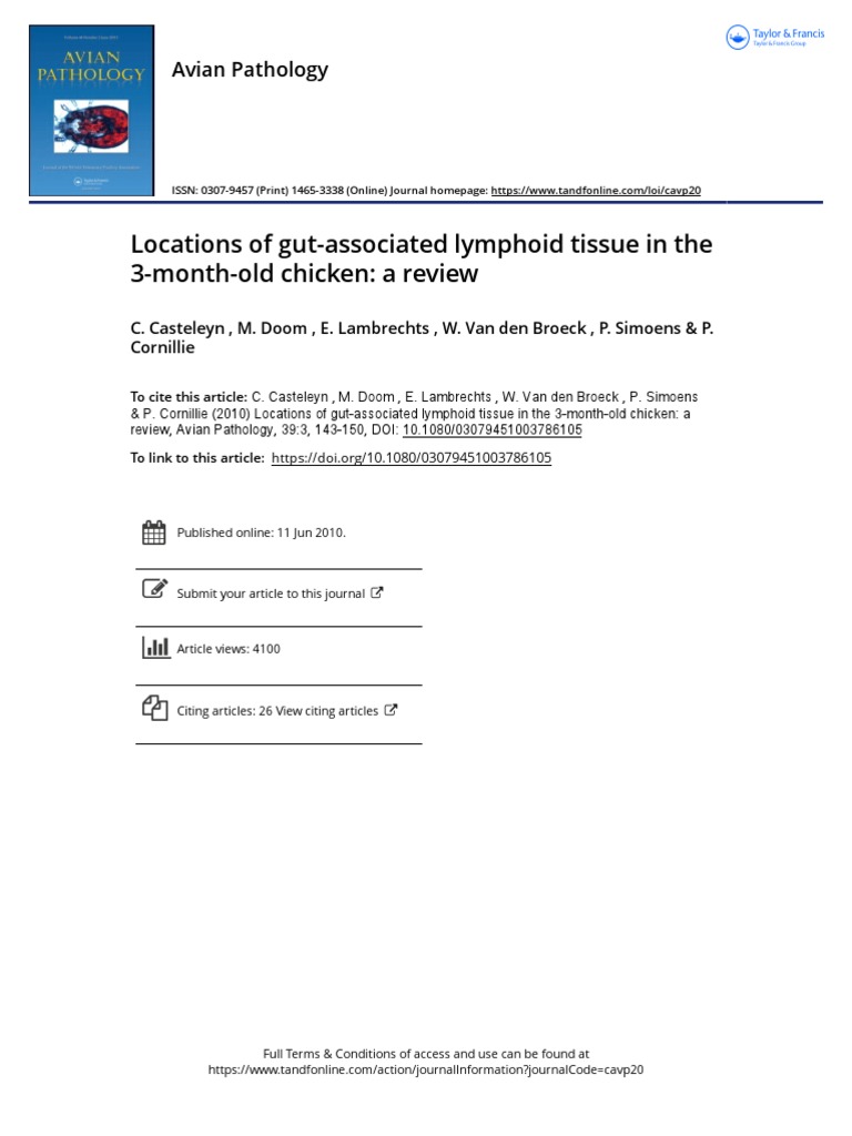 Locations of Gut Associated Lymphoid Tissue in The 3 Month Old Chicken ...