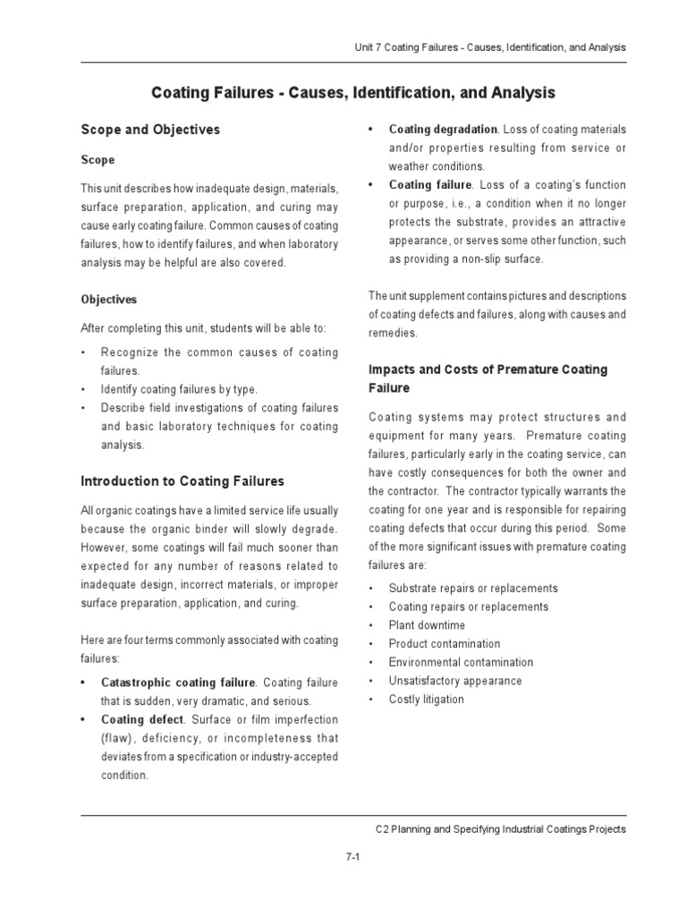 Coating Failures - Causes, Identification, and Analysis | PDF ...