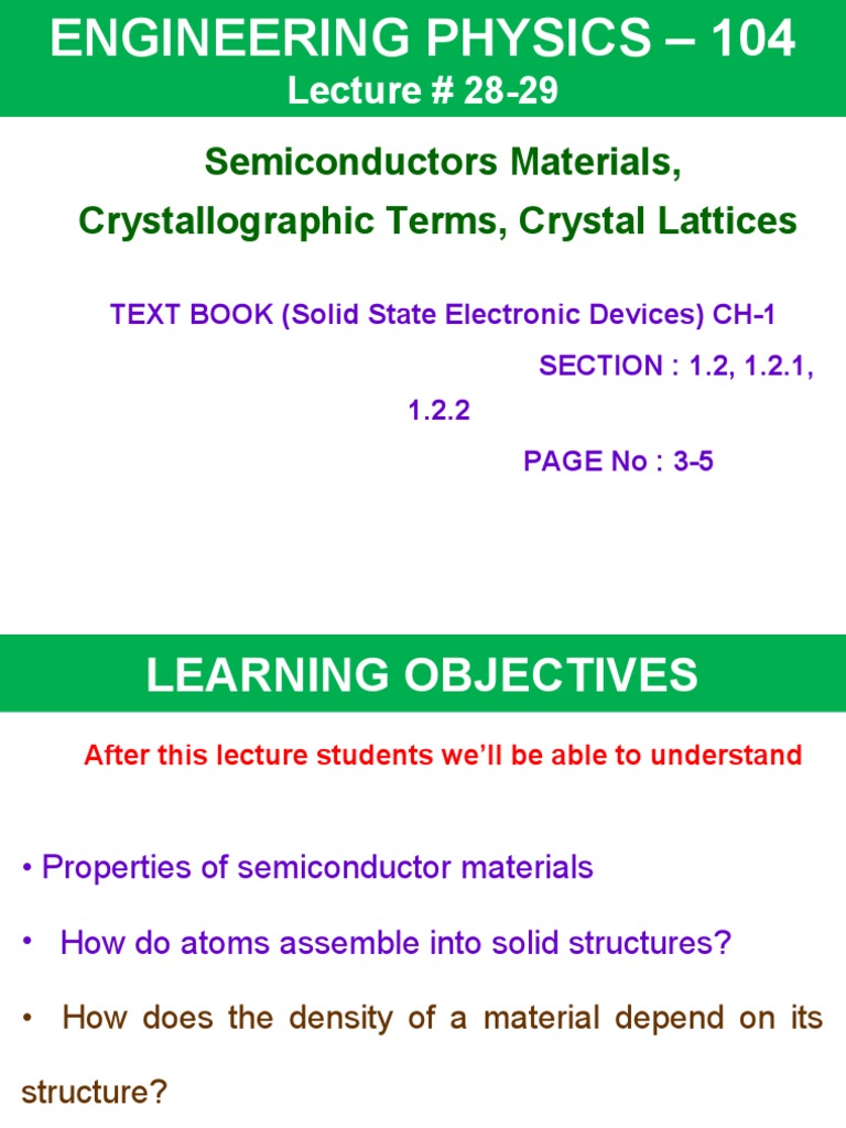 Semiconductors Materials, Crystallographic Terms, Crystal Lattices ...