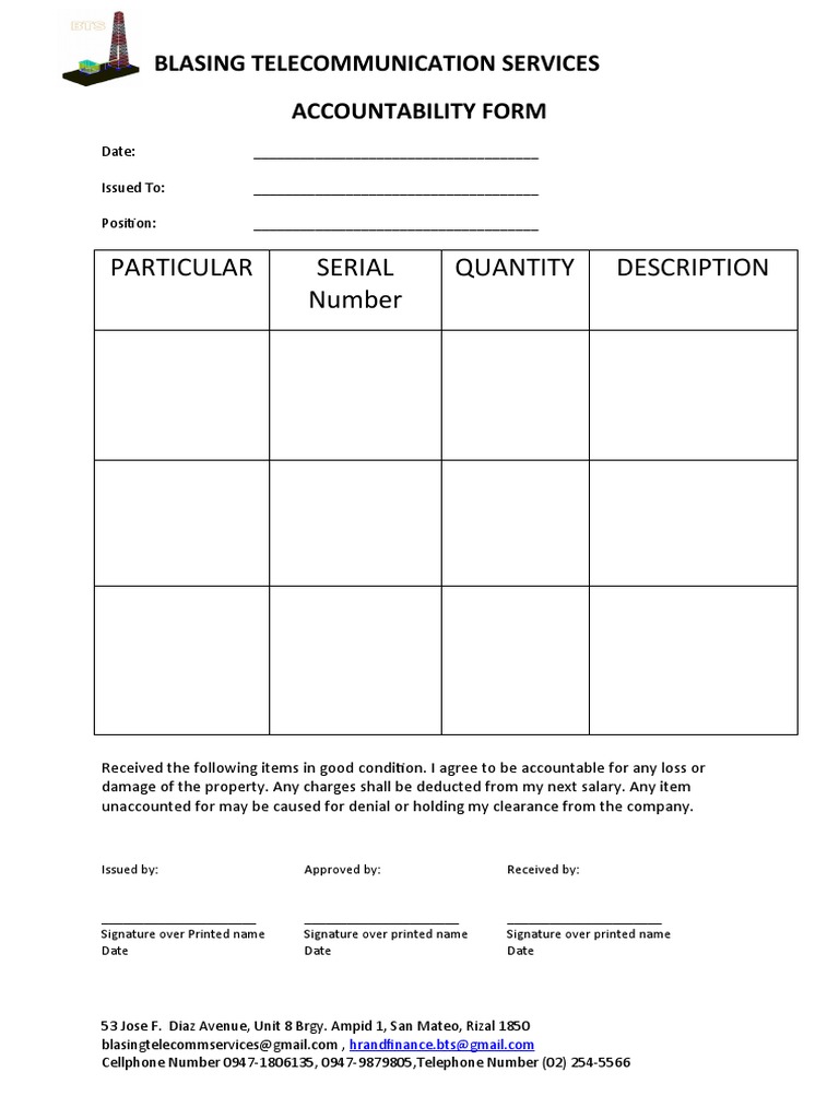 Accountability Form | PDF