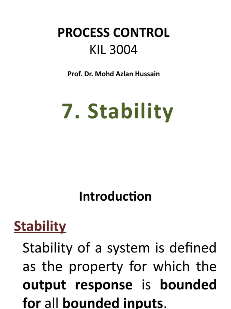Process Control: 7. Stability | PDF | Stability Theory | Matrix ...