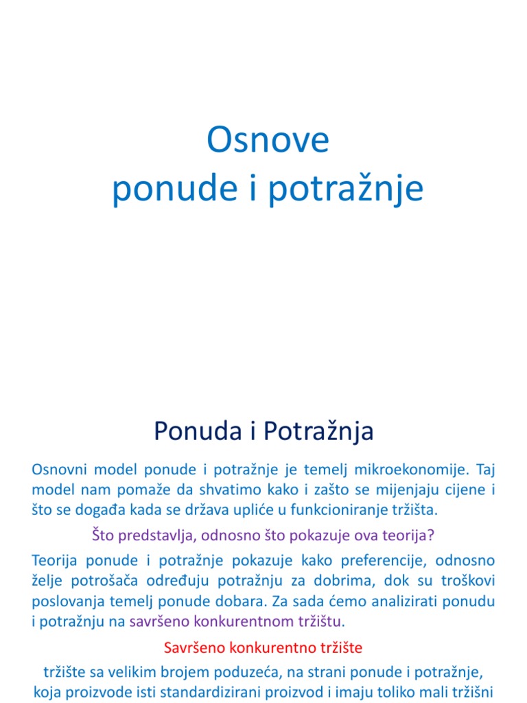 Mikroekonomija 1 - Osnove Ponude I Potražnje | PDF