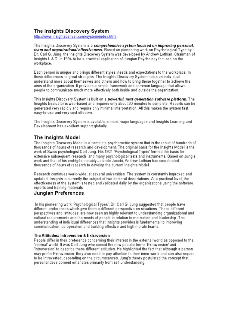 The Insights Discovery System | PDF | Psychological Concepts | Psychology