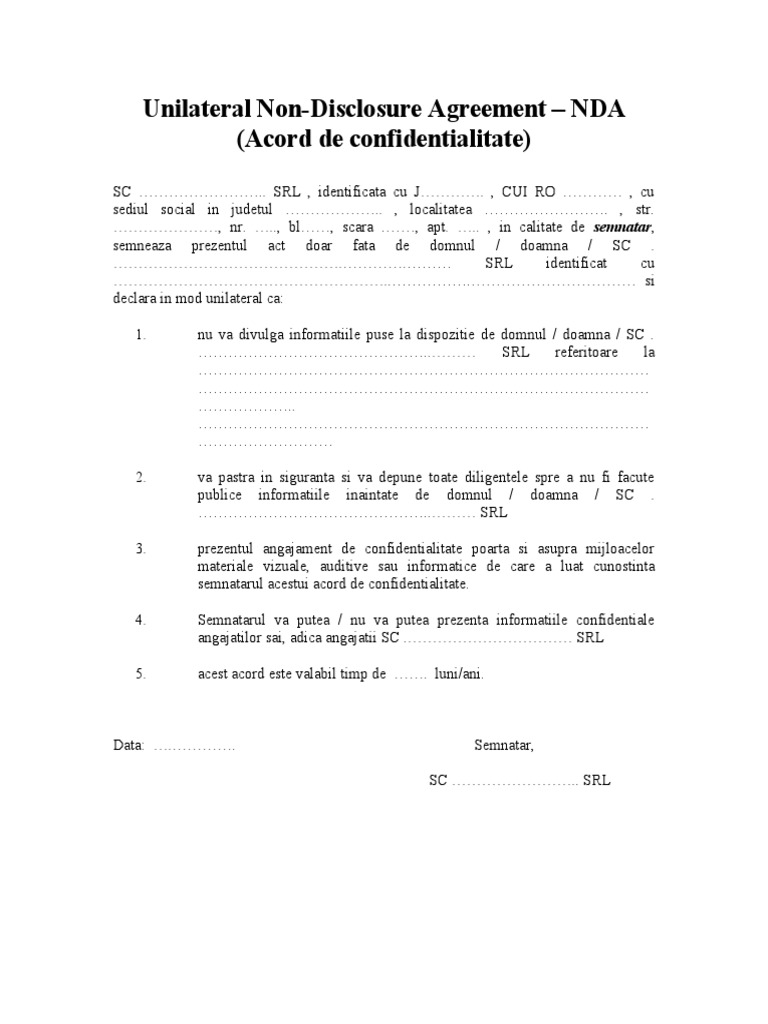 NDA Model Romana PDF | PDF