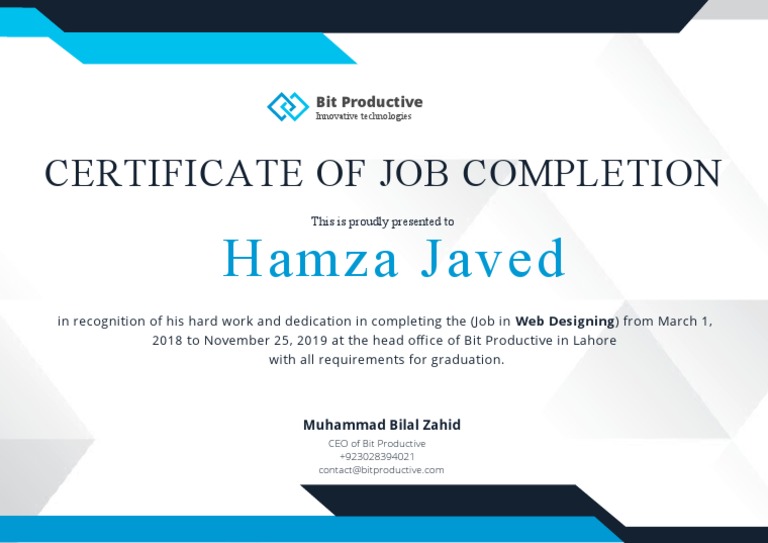 Certificate of Job Completion - Web Design | PDF | Business