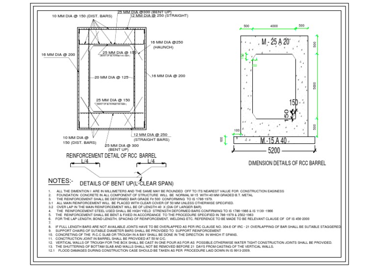 Reinforcement Detail of RCC Barrel: Notes | PDF | Metals | Materials