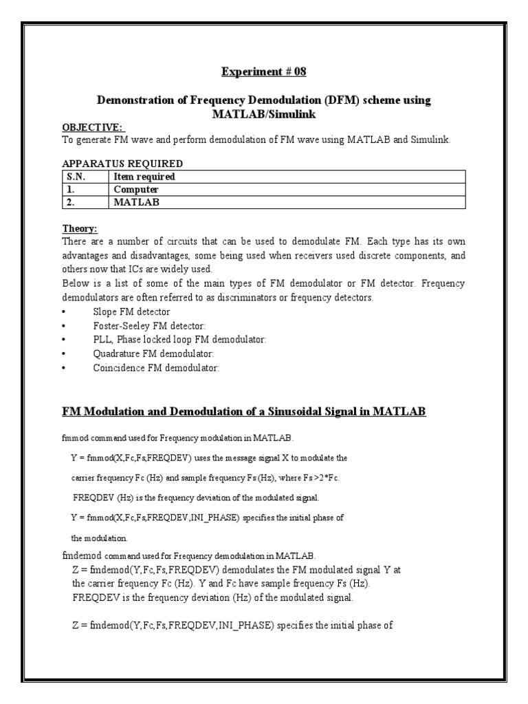 078 Lab#8 CS | PDF | Frequency Modulation | Detector (Radio)