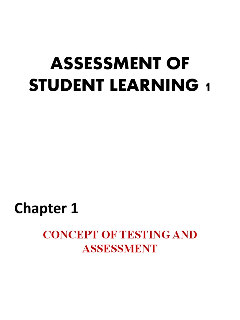 ASSESSMENT OF STUDENT LEARNING 1 Chapter 1 | PDF | Educational ...