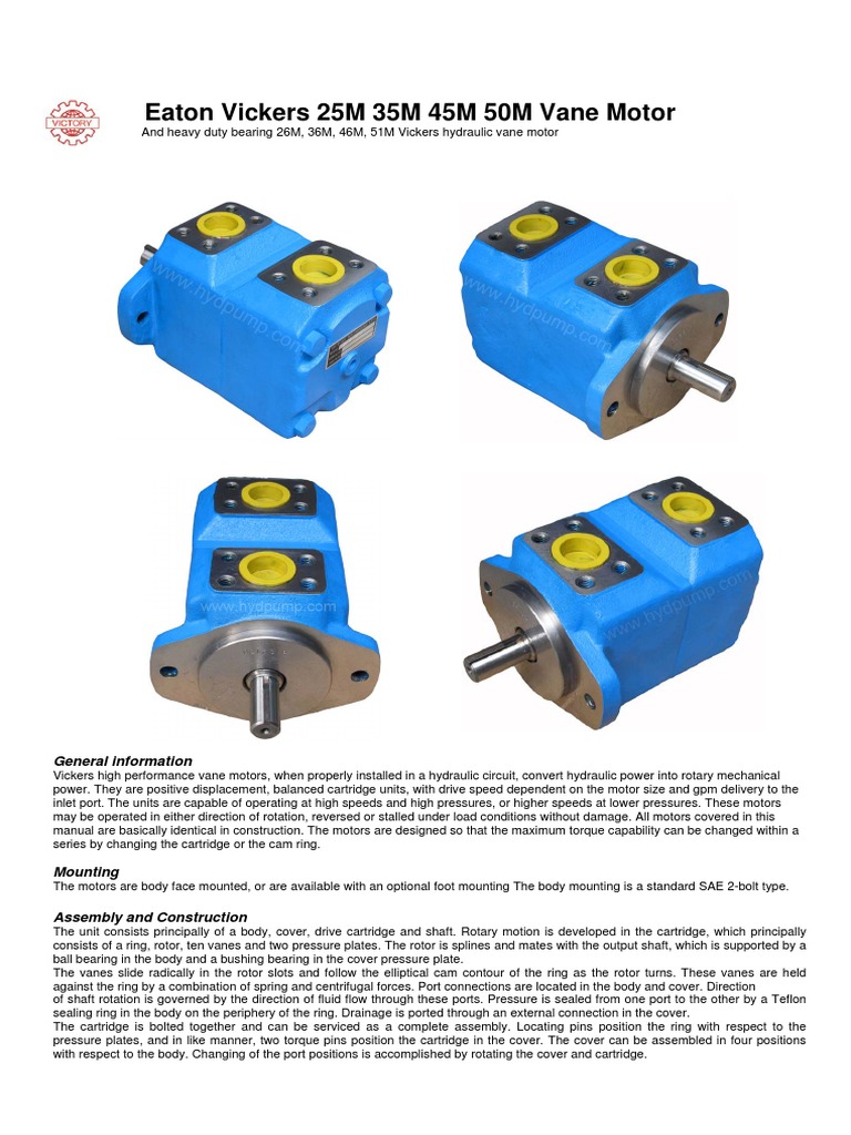 Vickers Hydraulic Vane Motor Overview | PDF | Electric Motor | Valve