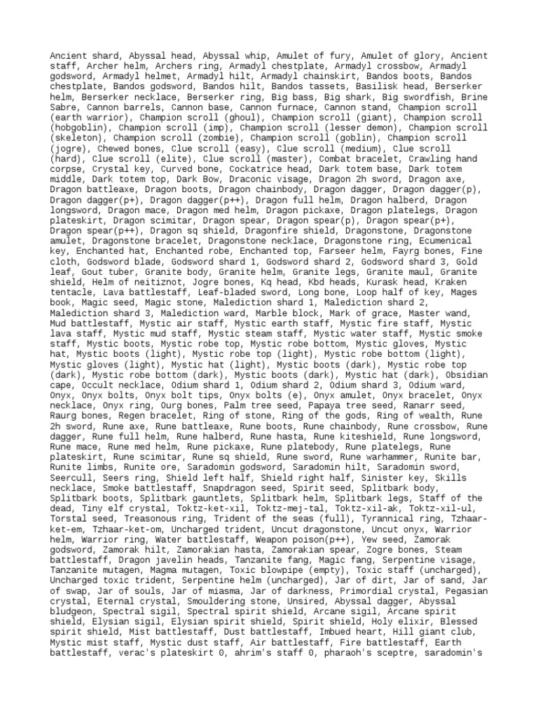 Osrs - Item Highlight List | PDF | Weaponry