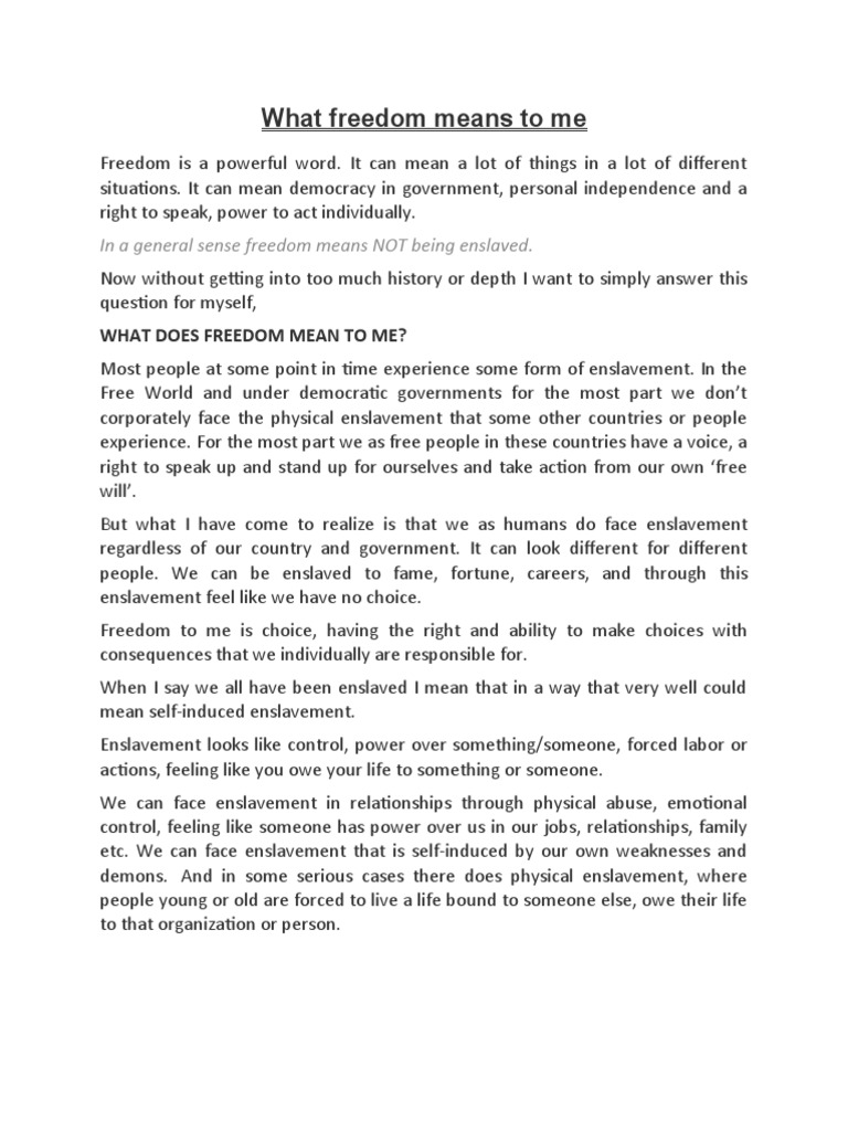 What Freedom Means To Me | PDF | Politics | Social Science