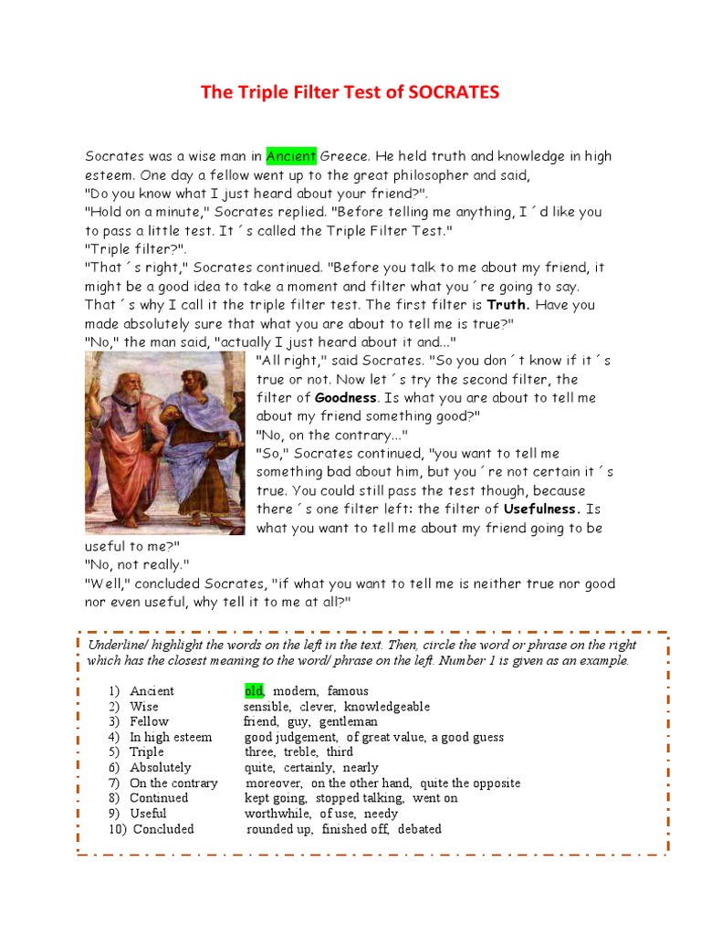 The Triple Filter Test of SOCRATES | PDF | Socrates | Truth