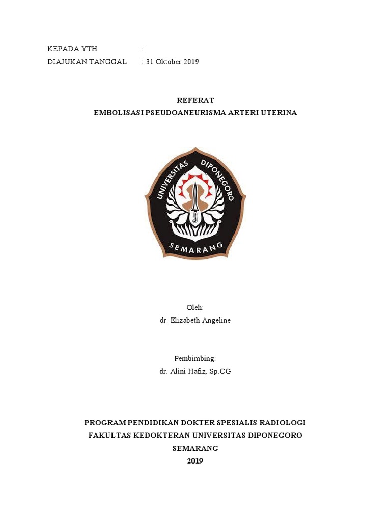 Embolisasi Pseudoaneurisma Arteri Uterina | PDF