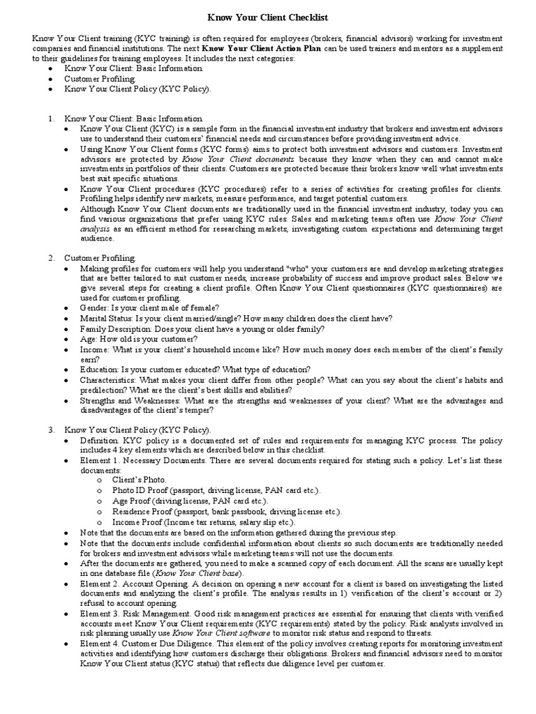 KYC Training Guide for Financial Advisors | PDF | Business | Economies