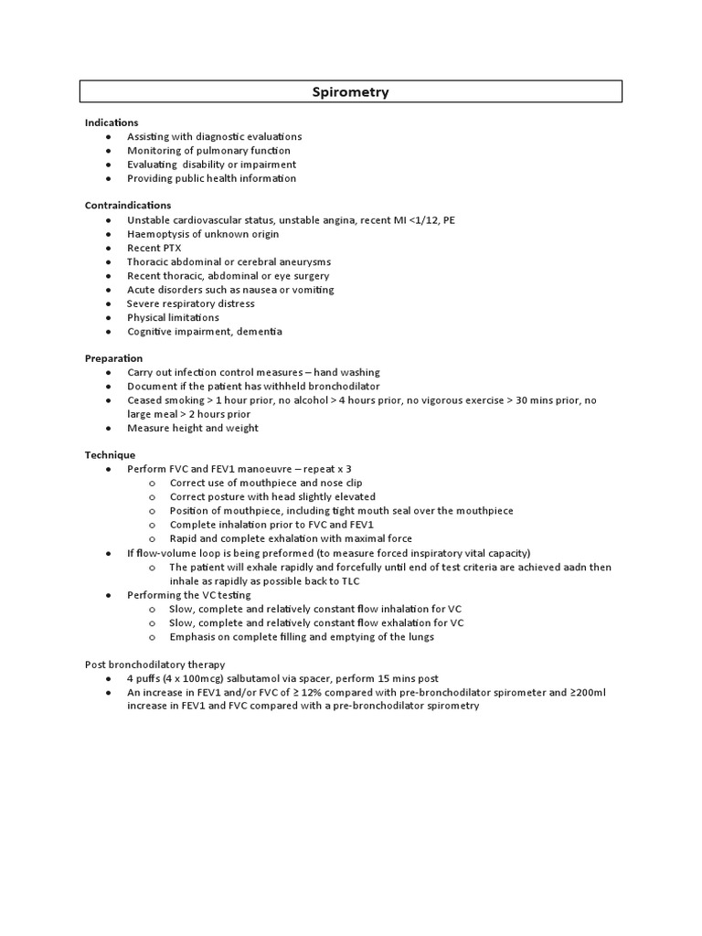 Spirometry OSCE | PDF | Exhalation | Respiration