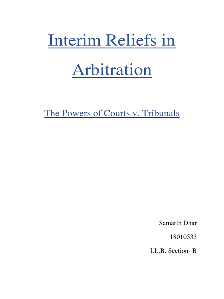 Interim Reliefs in Arbitration | Download Free PDF | Tribunal | Arbitration