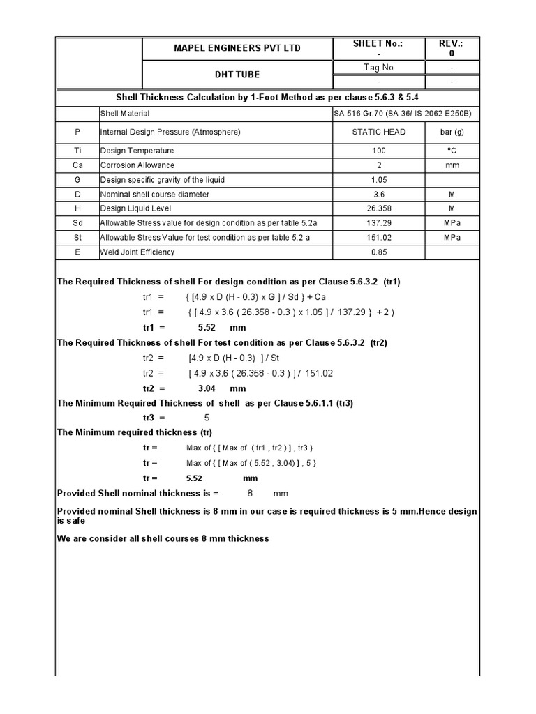 Shell Thickness Calculations for Multiple Liquid Levels in a Storage ...