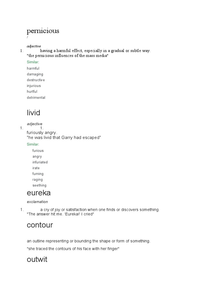 Pernicious Antonyms and Definitions | PDF | Verb | Grammar