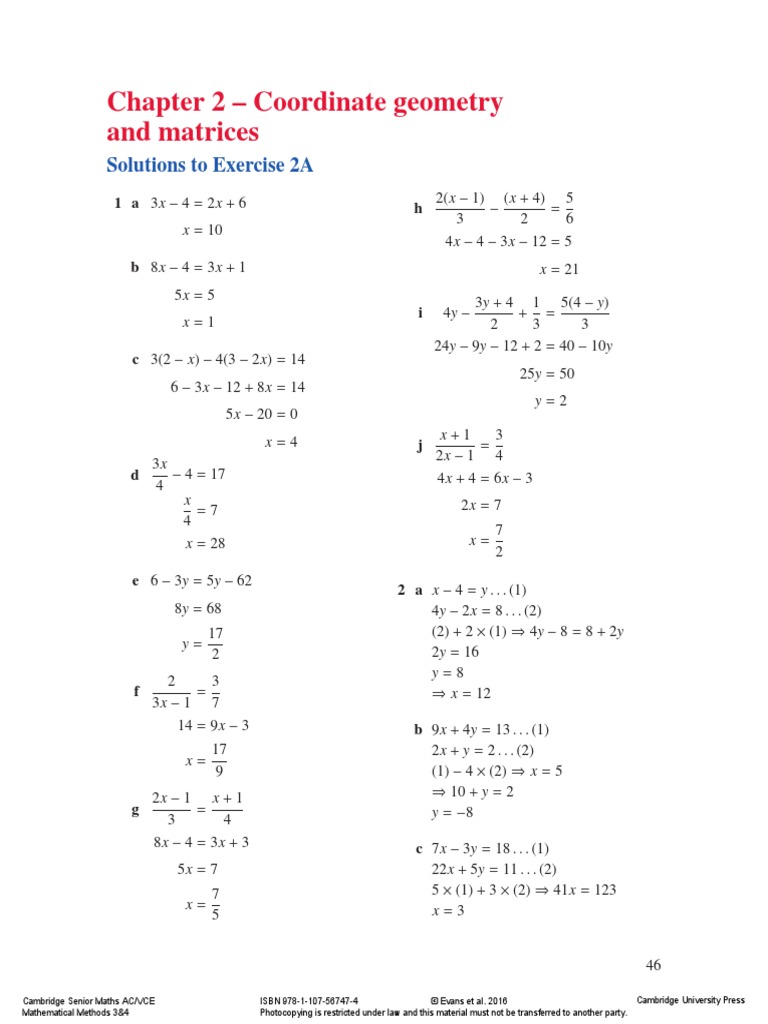02s Coordinate Geometry and Matrices | PDF | Algebra | Elementary ...