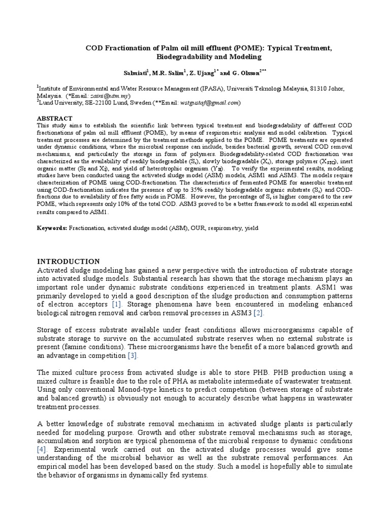 Cod-Fractionation-Of-Pome 2009 | PDF | Sewage Treatment | Anaerobic ...