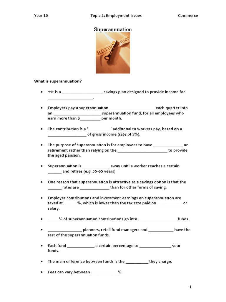 Superannuation Worksheet | PDF | Pension | Retirement