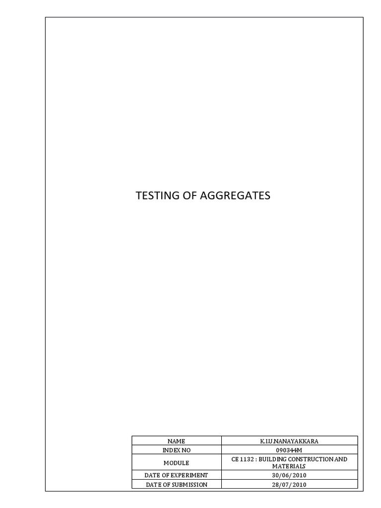 Testing of Aggregates | PDF | Concrete | Density