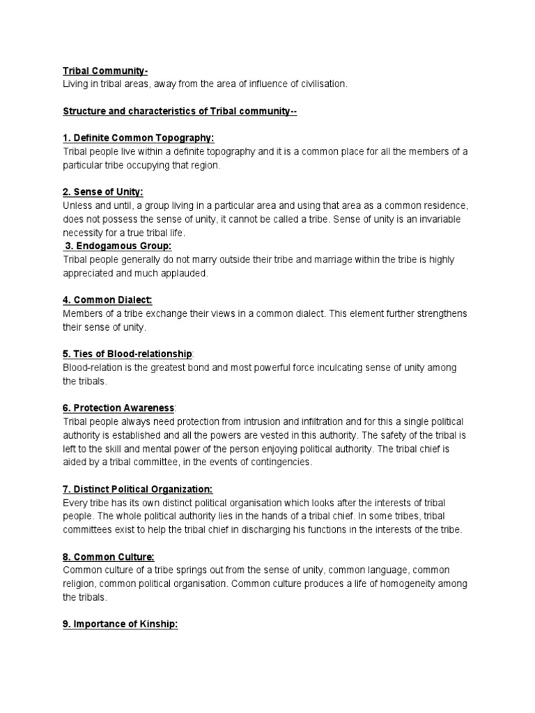 Structure and Characteristics of Tribal Community PDF | PDF