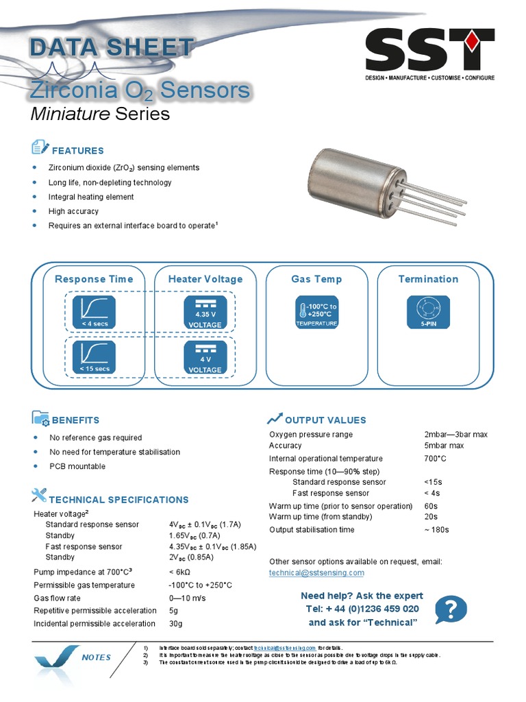 Zirconia O Sensors: Data Sheet | PDF | Zirconium Dioxide | Sensor
