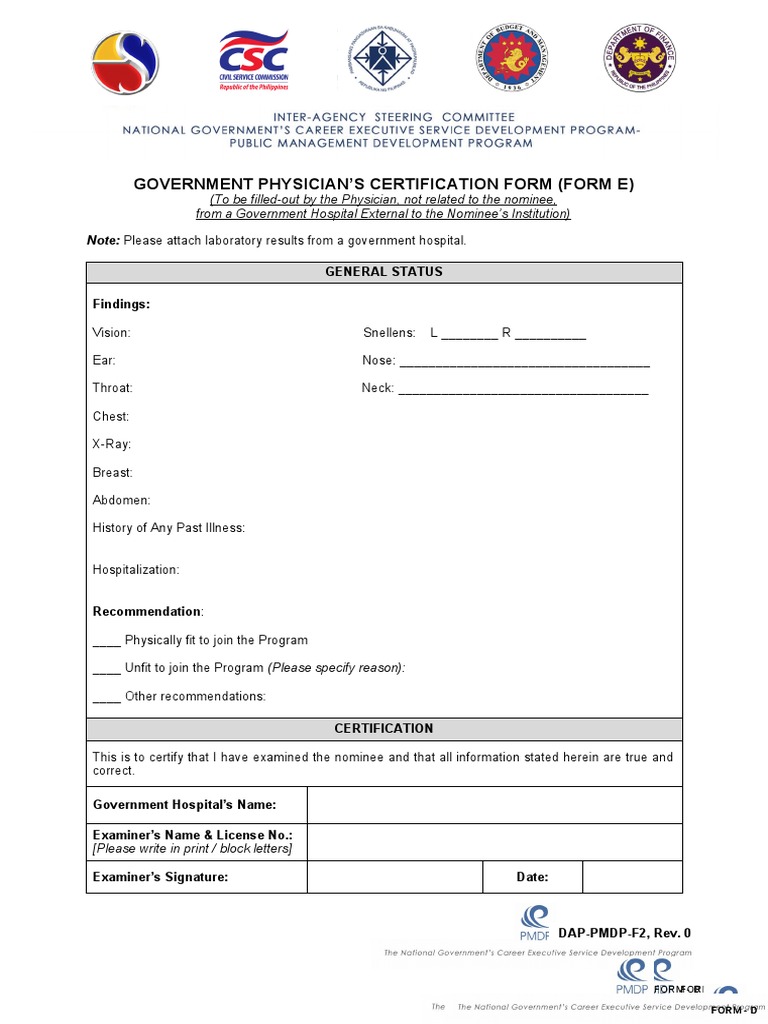 Government Physician's Form | PDF