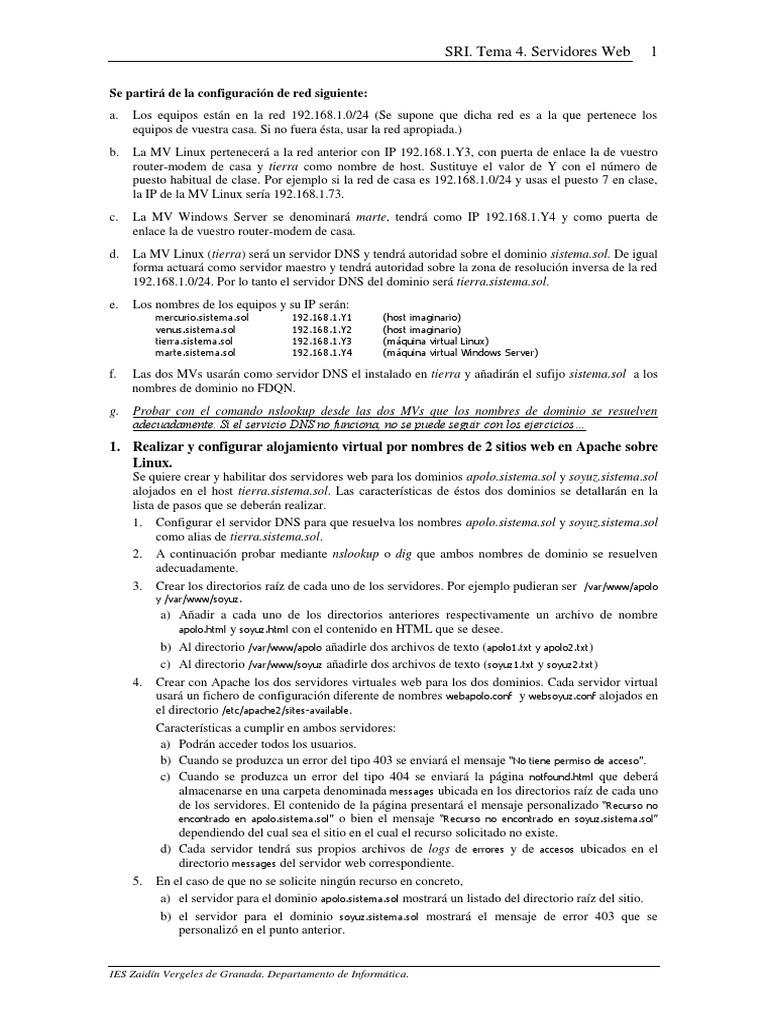 Ejercicios T4 (HTTP) | PDF | Servidor web | Internet y web