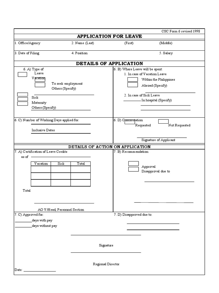 Application for Leave: Details and Approval Process | PDF | Government ...