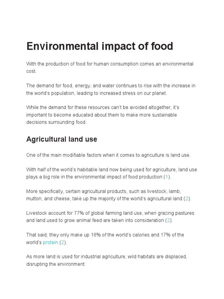 Environmental Impact of Food: Agricultural Land Use | PDF | Human ...