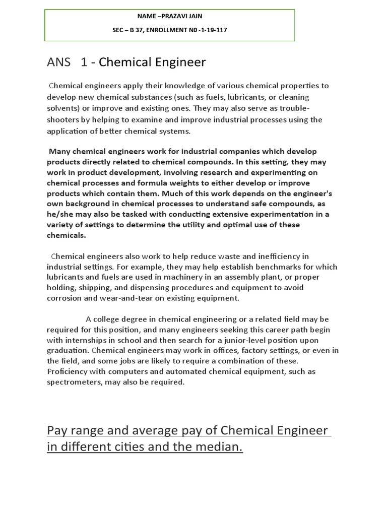 Chemical Engineer: Pay Range and Average Pay of Chemical Engineer in ...