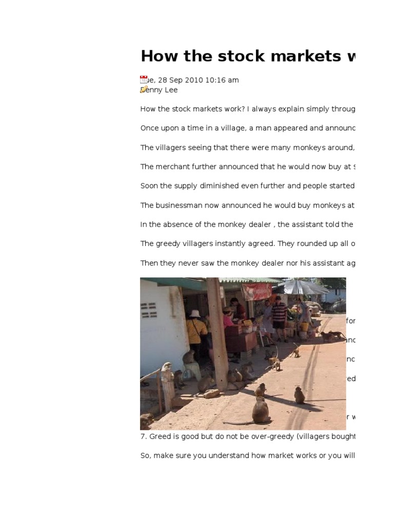 How The Stock Markets Work: Lessons To Be Learned | PDF | Market ...