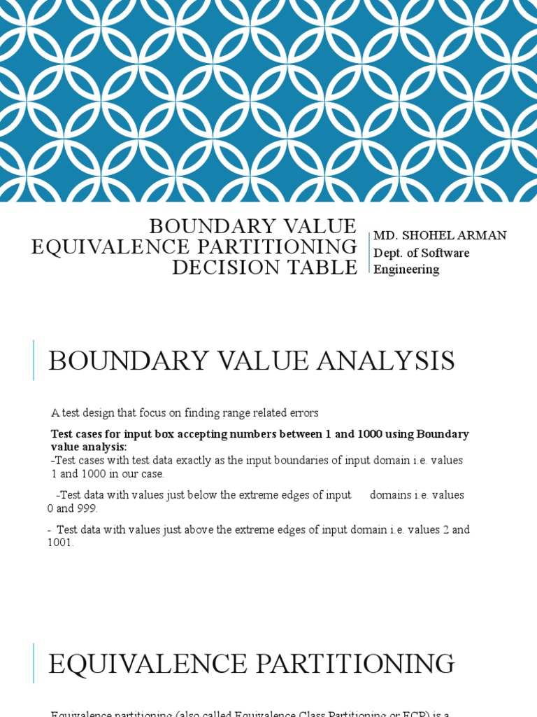 Boundary Value, Equivalence Partitioning, Decision Table | PDF