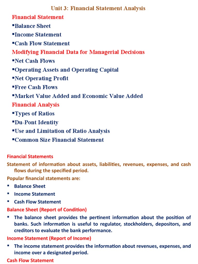 Unit 3: Financial Statement Analysis | PDF | Working Capital | Financial Ratio