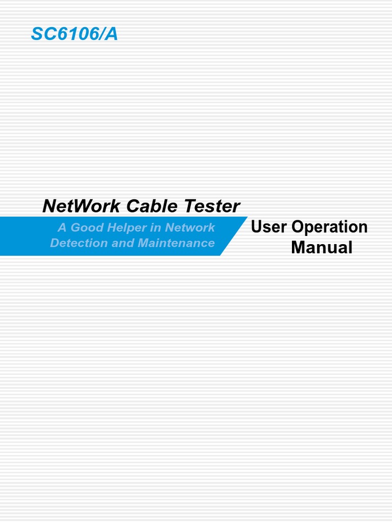 SC6106 Network Cable Tester Manual | PDF | Electricity | Electric Power